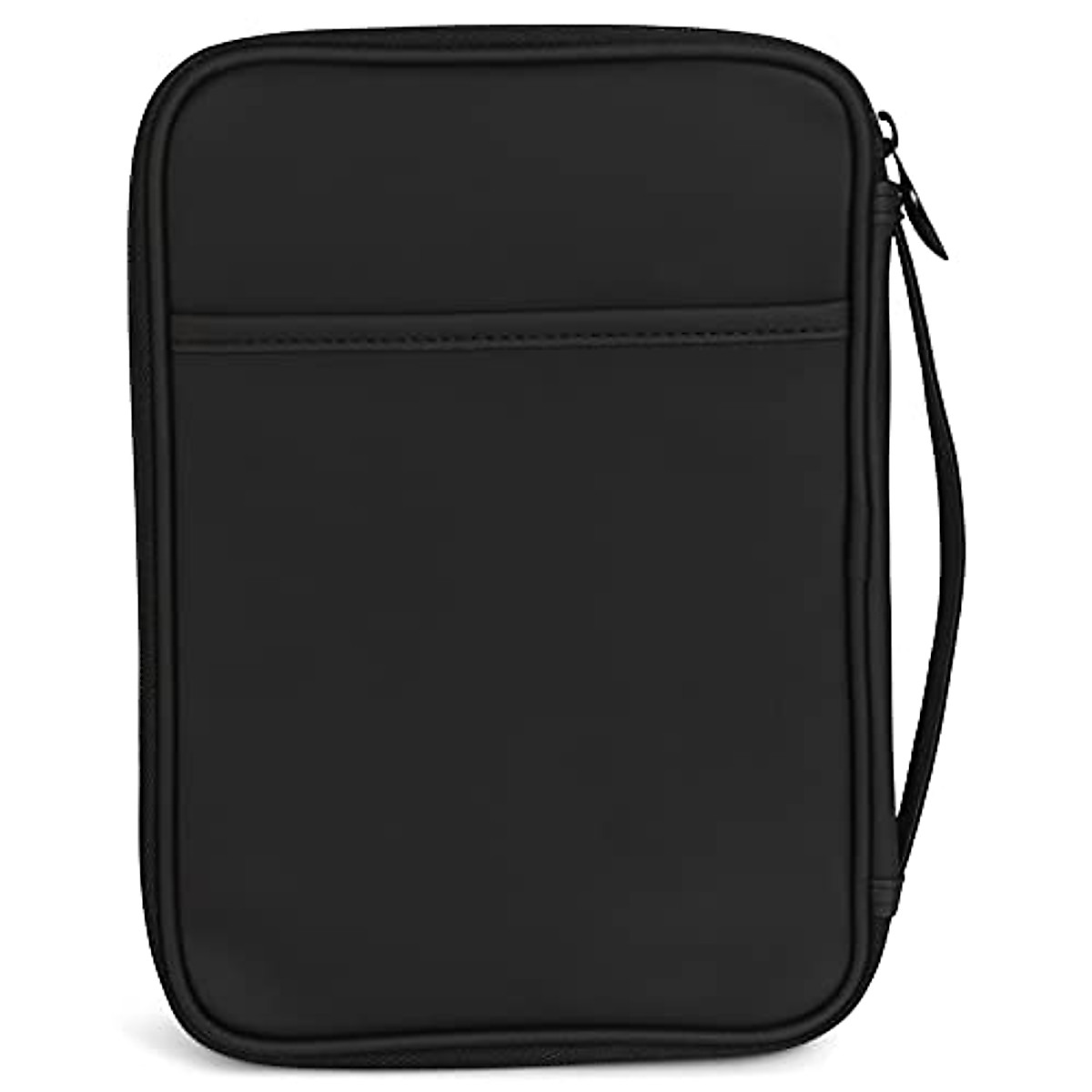 Cross Solid Blank Black Thinline Vinyl Zippered Bible Cover Case with Handle