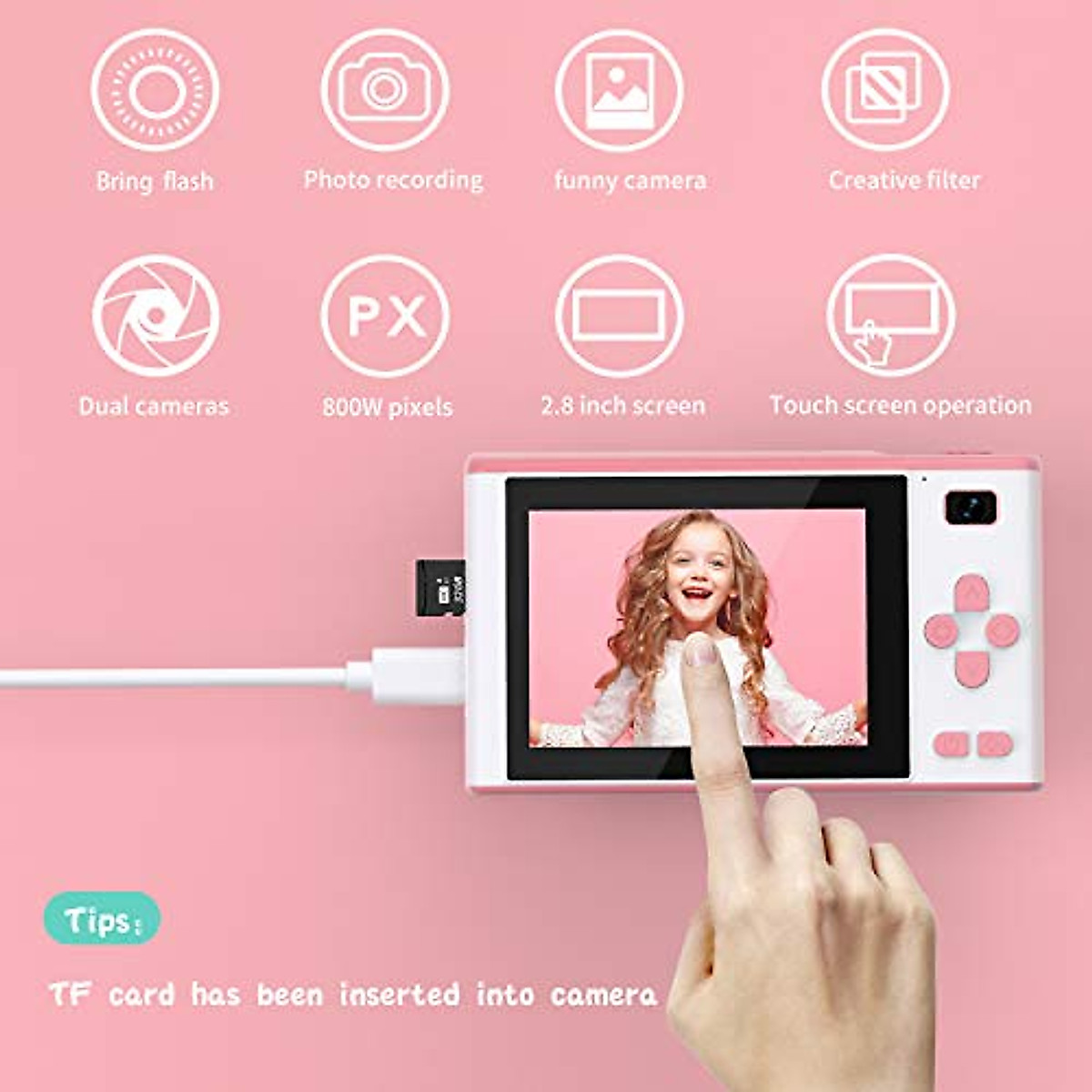 ieGeek Kids Camera,Kids Digital Camera 1080P 2.8 Inch Rechargeable Touch Screen Camera Toddler Toys Video Recorder Gifts for Kids 3-12 with 32G Memory Card
