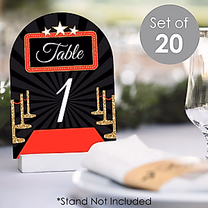 Big Dot of Happiness Red Carpet Hollywood - Movie Night Party Double-Sided 5 x 7 inches Cards - Table Numbers - 1-20