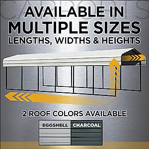 Arrow Carports Galvanized Steel Carport, RV Metal Carport Kit, 14' x 42' x 14', Eggshell