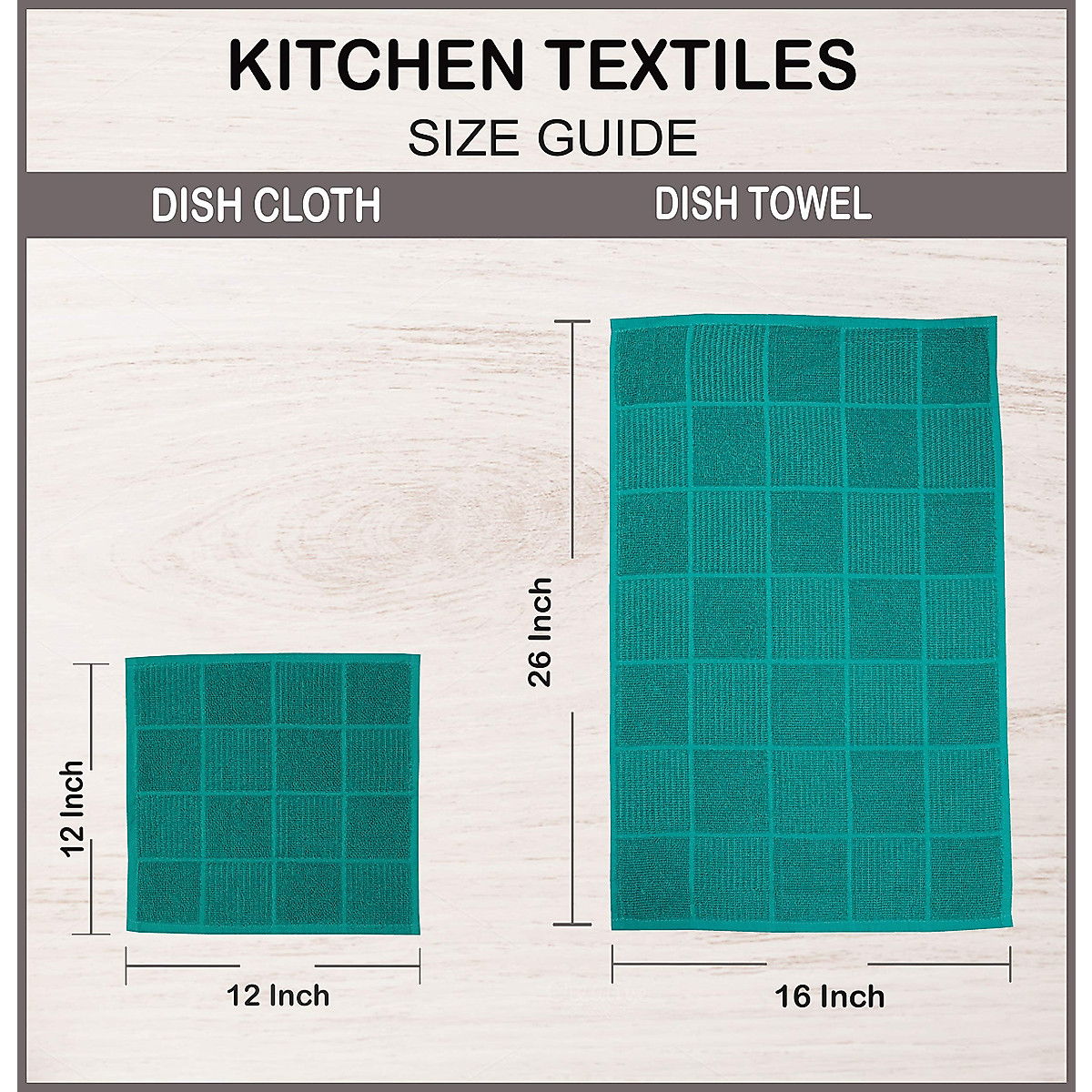 AMOUR INFINI Kitchen Towels Pack of 4 Absorbent, Quick Drying Premium Terry Cotton Dish Towel with Hanging Loop 16x28 Inch Hand & Tea Towels (Teal)
