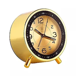 HEGZA Analog Alarm Clock 4" Quiet Non-Ticking Silent Analog Bedside Alarm Clock with Loud Alarm and Nightlight Kids Alarm Clocks (Color : B)