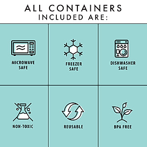 Fit + Fresh 1/2-Cup Snack Set, Condiment & Salad Dressing Containers, Reusable & Leakproof Lunch Containers, Perfect for Insulated Lunch Bag, Lunch Box & More, 5PK, Multicolor