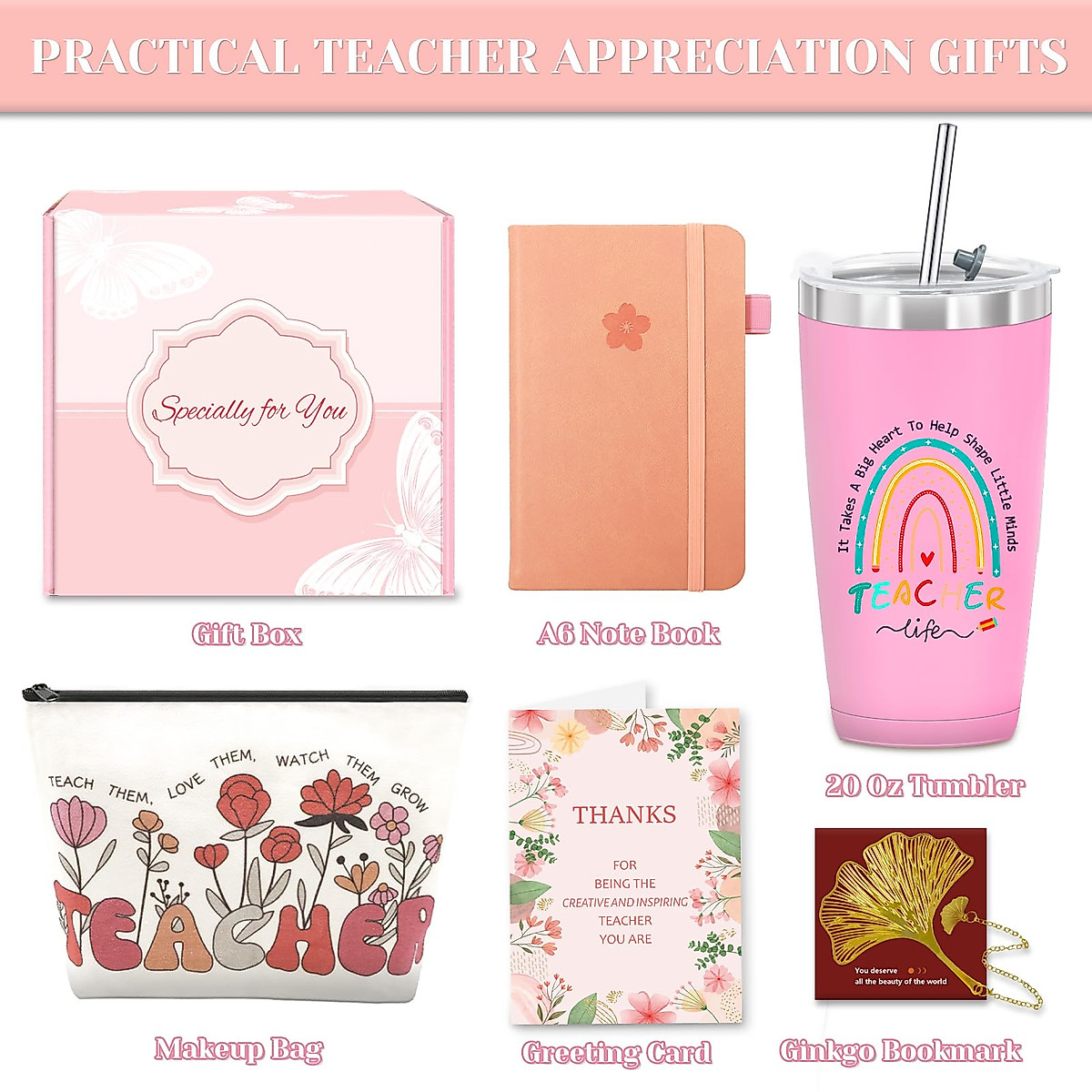 Best Teacher Gifts for Women, Teacher Appreciation Gifts for Appreciation Week, Back to School, Graduation, The End of Year, Retirement, Birthday, Thank You Teachers Gift With Tumbler, Notebook, Bag