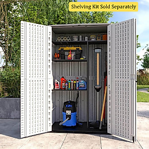 HOMSPARK Black Metal Laminate Shelves Kit Vertical Storage Shed