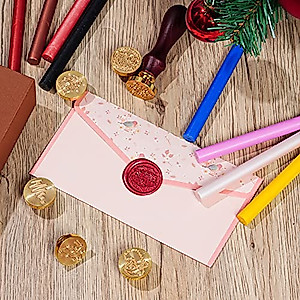 Christmas Wax Seal Stamp Set - 6 Pcs Brass Head with Wooden Hilt - Merry Christmas Santa Vintage Envelope Wax Copper Seal Stamp Kit with Gift Box for Holiday Wedding Invitations Postcards Scrapbook