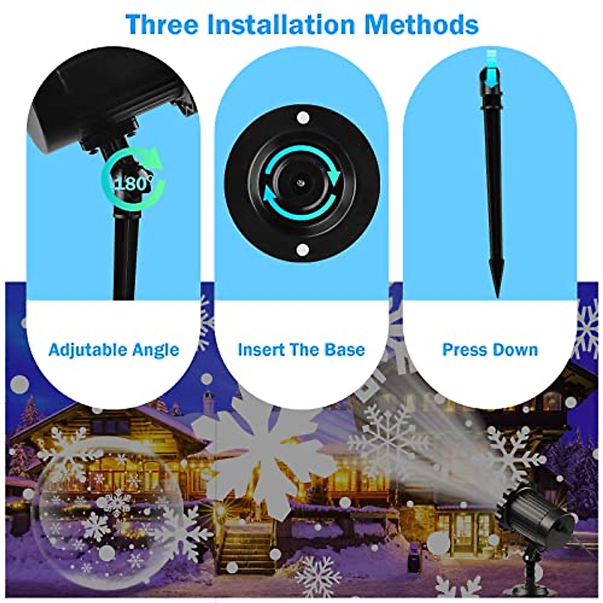 2022 Newest Snowfall Christmas Light Projector, Indoor Outdoor Holiday Night Light Projector, Rotating Snow Falling Projector Lamp for Halloween Xmas New Year Gift Wedding Garden Landscape Decorative