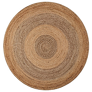 LR Resources Jute LR12032-NGY40RD Natural/Gray Round X 4 ft Indoor Area Rug, 4' x 4'