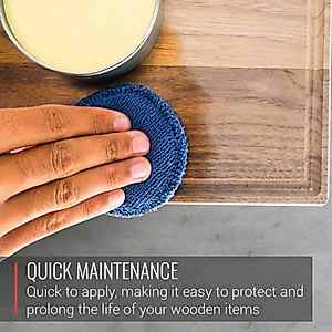 Wood Wax - Applicator included - made with Coconut Oil and Beeswax - Food Grade - for Cutting Board, Bowl, wooden utensils