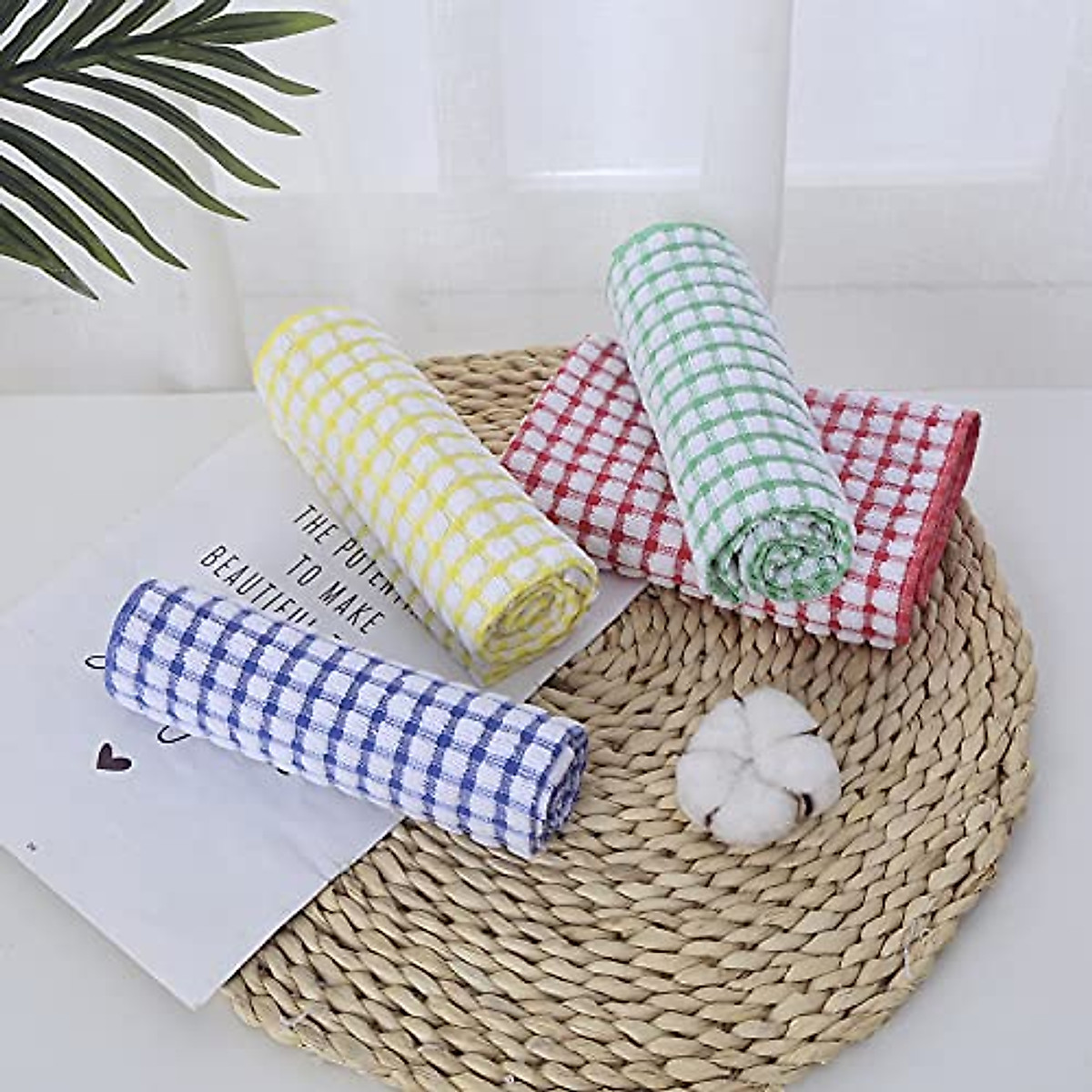 Oeleky Dish Towels for Kitchen 15x26 Inches, Pack of 8 Cotton Kitchen Towels for Drying Dishes, Absorbent Bar Mop Towels (Multi, 15x26 inches)