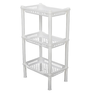 Luxshiny Bathroom Floor Storage Shelf, Freestanding Tower Shelf Open Shelving Unit Kitchen Spice Rack Standing Shelf Cosmetics Holder for Bathroom Living Room Balcony