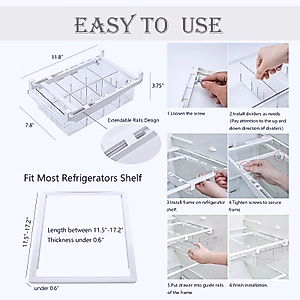 Refrigerator Organizer Bins - Clear Plastic Container Drawer for Egg Vegetable Fruit Snack Drink Food, Home Essentials Organization and Storage for Fridge Kitchen Cabinet Pantry Freezer