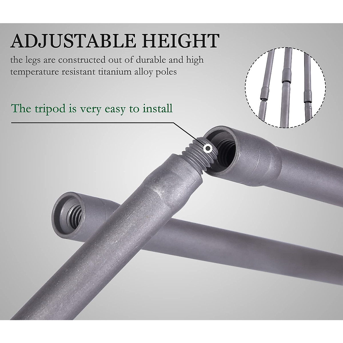 iBasingo Outdoor Titanium Pot with Lid Folding Handle Camping Hanging Cookware Hiking Picnic Ultralight Bowl Tableware (Ti9013O-Tripod)