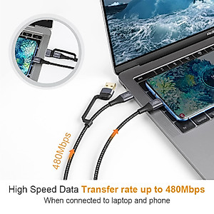 CableCreation 2 in 1 USB C Cable Bundle with USB C Cable 10Gbps 1FT