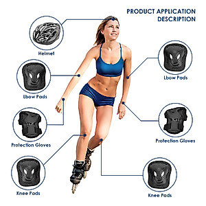 Ruiqas Adult Youth Protective Equipment 7pcs/Set Protective Protective Gear Set for Cycling Scooters Balance Bikes Twister Bikes Outdoor Sports