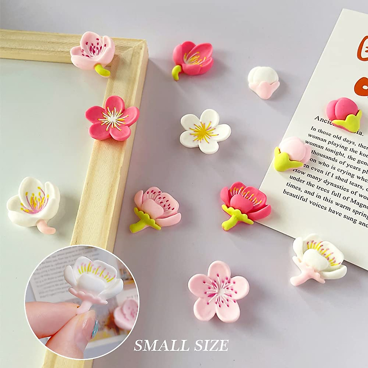 12 PCS Colorful Flower Fridge Magnet, Cherry Blossoms Refrigerator Magnets, Flower Magnets Novelty Office Home Kitchen Accessories Whiteboard Magnets