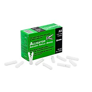 TOGGLER ALLIGATOR A8 Screw Anchor, Plastic, 5/16" Diameter, 1-9/16" Length, #8 to #14 Threads, Pack Of 100