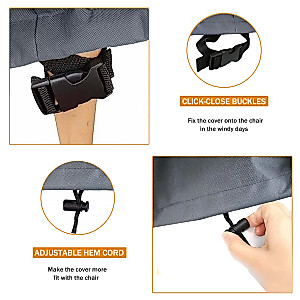 Dalema Outdoor Swivel Lounge Chair Cover 2 Pack,Heavy Duty 100% Waterproof Patio Swivel Chair Covers,Weatherproof Furniture Protective Cover for Lawn/Garden Swivel Chair(37.5" Lx39.25 Wx38.5 H,Grey)