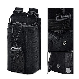 Molle Radio Pouch Radio Holster Tactical Radio Holder Duty Belt Accessories Military Heavy Duty Radio Bag for Two Ways Walkie Talkies Adjustable Storage with 1 Pack Patch(Black)