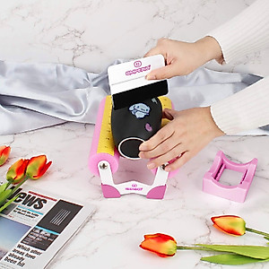 OMPERIO Cup Cradle for Crafting Tumbler, Cup Cradle for Tumblers with Felt Edge Squeegee to Apply Vinyl Decals with Measurements for Mugs (Pink)