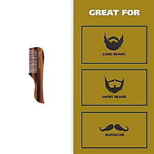Wahl Small Mustache Comb for Men's Grooming - Handcrafted & Hand Cut with Cellulose Acetate - Smooth, Rounded Tapered Teeth - Model 3323 Brown