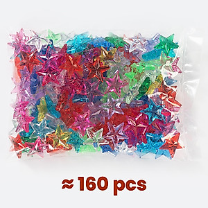Plastic Stars - Gemstones and Crystals - Pack of 160pcs Vase Filler - Jewels for Crafts - Fish Tank Rocks - Sensory Bin Filler - Gems for Crafting - Fake Ice - Aquarium Stones - Multicolored