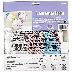 amscan Multicolored Bunny Shaped Paper Lanterns, 3 Ct. | Easter Decoration