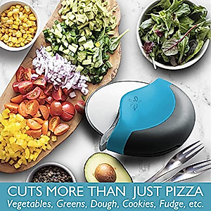 DECOSTYLE, Blue Pizza Cutter Wheel with Protective Blade Cover, improved, Super Sharp, Easy To Use and Clean, Slicer, Ergonomic Rubberized Grip, heavy dutty, Stainless Steel, Dishwater Safe