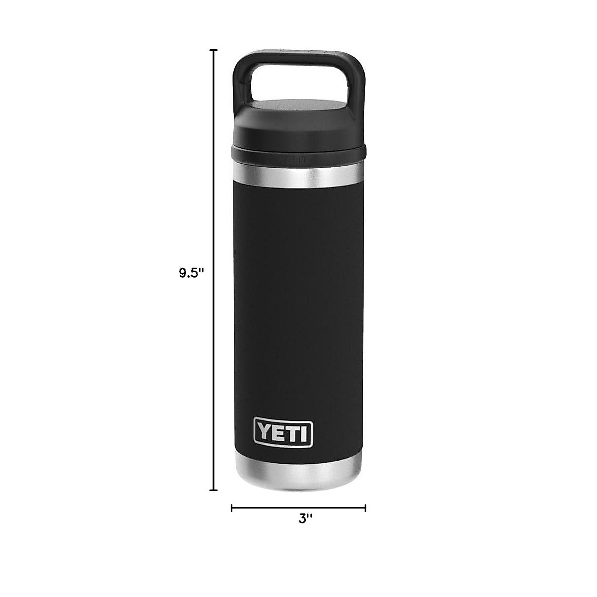 YETI Rambler 18 oz Bottle, Vacuum Insulated, Stainless Steel with Chug Cap, Black