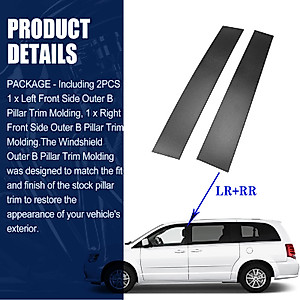 926-445 926-446 Driver and Passenger Side B Pillar Trim Cover Front Windshield Outer Door Molding Compatible with Chrysler Town & Country and Dodge Grand Caravan 2008-2020 Replace 5020664AA 5020665AC