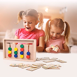 AMOMO Montessori Learning Toys Slide Puzzle Color & Shape Matching Brain Teasers Logic Game Preschool Educational Wooden Toys for Kids Boys Girls Age 3-7 Years Old Airplane Travel Toys Birthday Gifts