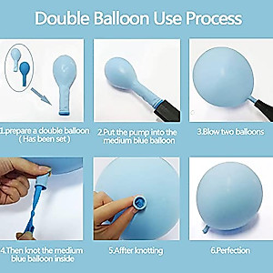 Pastel Baby Blue Balloons - Double Stuffed Light Blue Balloon Garland Arch Kit Different Sizes for Baby Shower Gender Reveal Birthday Party Decoration