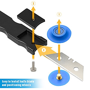 Gomake Vinyl Wrap Cutter Car Coating Film Window Tint Cutting and Trimming Alloy Roller Positioning Knife Paperback Slitter Knife Car Wrap Film Vinyl Gap-Cutter for Car Wrapping,Wallpaper Pasting