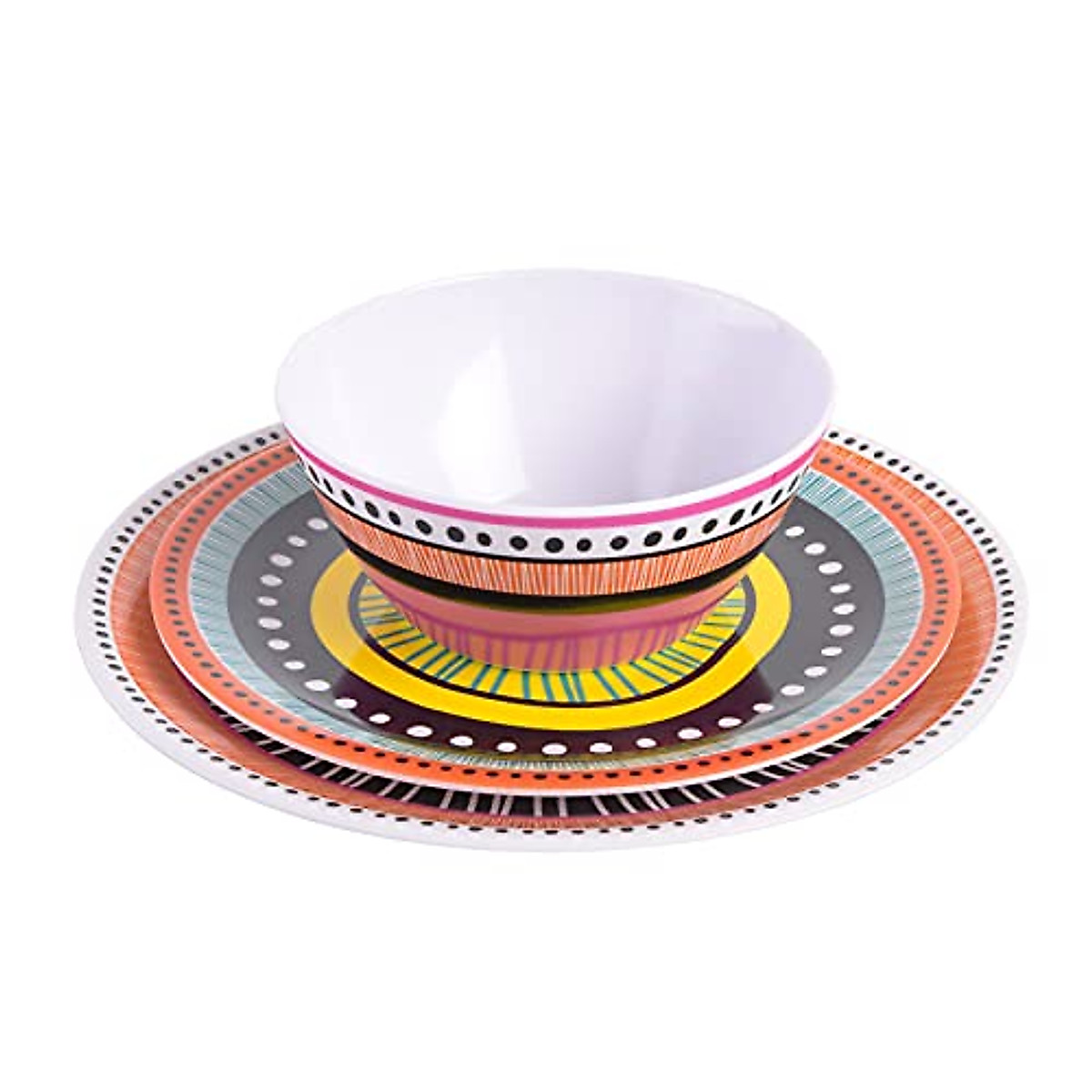 Gibson Home Almira Melamine Dinnerware, Assorted, Service for Four (12pcs)