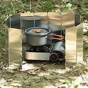 Folding Stove Windscreen for Camping Stove Windshield 16 Plates Camping Burner Windshield Lightweight Camp Stove Windscreen for Butane Burner Wind Screen Aluminium Alloy Grill Wind Blocker