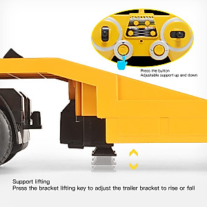 Dollox RC Truck Detachable Flatbed Semi Trailer Tractor Engineering Car Remote Control Trailer Truck Die-Cast Low Loader Electronics Hobby Toy with Sound and Light