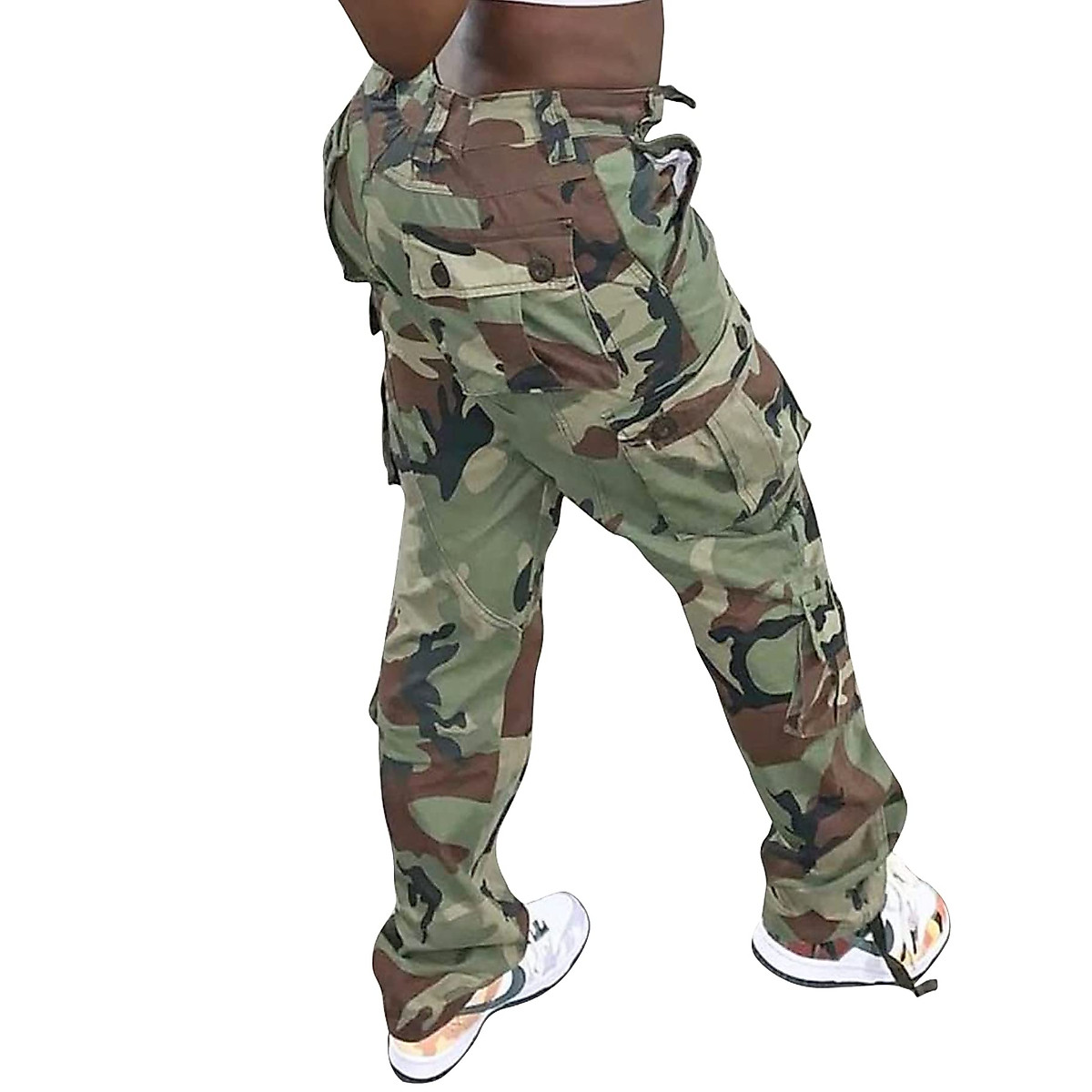 AKARMY Womens Cargo Pants with Pockets Outdoor Casual Ripstop Camo Military Combat Construction Work Pants 2039 C29 Camo