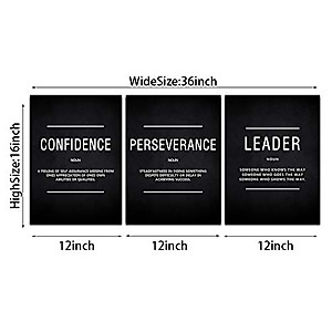 BWSPACE Inspirational Wall Art, Motivational Canvas Wall Art, Grind Hustle Wall Art 3 Pieces Wall Art Decorations for Office Living Room and Bedroom Decor (36" W x 16" H, CPL)