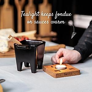 Boska Tealight Tapas Fondue Set - Best for Cheese or Chocolate - Microwave Safe Ceramic Hot Pot Chocolate Fountain Snack - Wedding Registry Items Small Kitchen Appliances - 200 mL Pro Collection