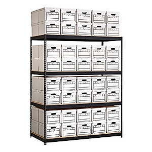 Lorell Archival Shelving Storage Rack, 84" x 69" x 33", Black