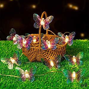 AMZSTAR Butterfly String Lights, 10ft 20 LEDs Battery Operated Night Light Copper Wire Fairy Light Decor indoor for Bedroom Party Garden Wedding Decoration (Purple)
