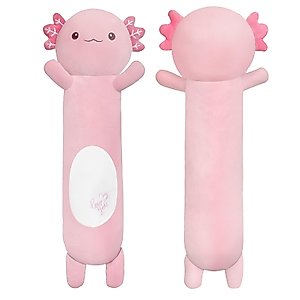 NXNYNZ Pink Long Axolotl Plush Body Pillow, Cute Axolotl Stuffed Animal, Axolotl Body Pillow Long Plush Doll for Kids Children Adults Gifts 47"