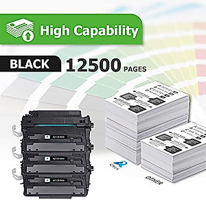 Aztech Compatible Toner Cartridge Replacement for HP 55X CE255X 55A CE255A P3015 P3015dn P3015x Pro 500 MFP M521dn M521dw M521 M525 Printer Ink (Black, 3-Pack)