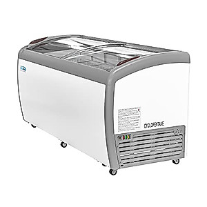 KoolMore MCF-20C Commercial Ice Cream Freezer Display Case with 6 Storage Baskets and Clear, Sliding Lid for Convenient Stores, Gas Stations, or Business Use, Large 20 cu. ft. Capacity, White