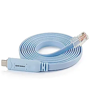 OIKWAN 10ft USB-C to RJ45 Serial Adapter，USB C to Console Cable Essential Accessory of Cisco, NETGEAR, Ubiquity, LINKSYS, TP-Link Routers/Switches for Laptops …