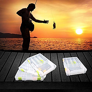 YVLEEN Fishing Tackle Boxes - 3600 3700 Tackle Box Plastic Storage Organizer Box with Removable Dividers - 2packs/4packs Tackle Trays - Included 2pcs of Extra Clip