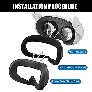Eyglo VR Face Silicone Cover for Oculus Quest 2 Face Pad Cushion,Sweatproof Washable Light Blocking Meta Quest 2 Accessories (Black)