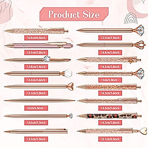 Colarr 16 Pcs Ballpoint Pens Set Metal Crystal Diamond Pen Glitter Pens for Journaling Pretty Cute Pens Black Ink Retractable Fancy Pens Gifts for Women Girls Office Wedding School Supply (Rose Gold)