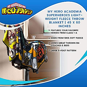 JUST FUNKY My Hero Academia Superheroes Lightweight Fleece Throw Blanket | 45 x 60 Inches