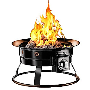 LEISURELIFE Propane Gas Fire Pit for Outdoor Camping Portable Fire Bowl for Outside with Carry Handle Including CSA Regulating Valve &10" Gas Hose (Installed) 18.5" Diameter 58000 BTU/HR Black